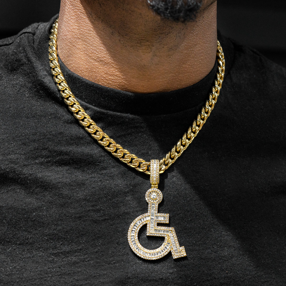 Mens Jewelry - Gold Iced Out VVS Symbol Necklace | Appx. 28 Grams