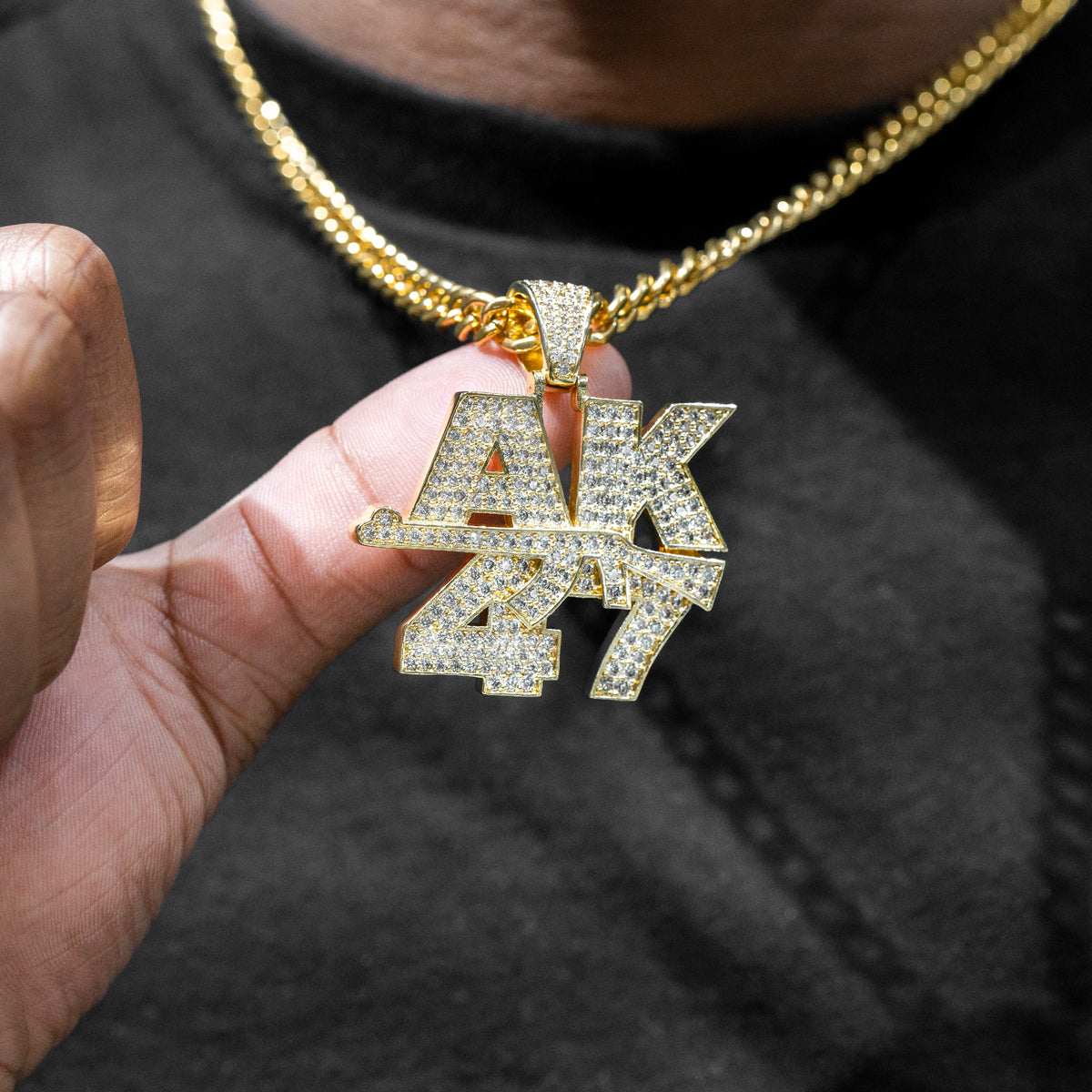 Mens Jewelry - Gold Diamond AK-47 Necklace | Appx. 24.5 Grams
