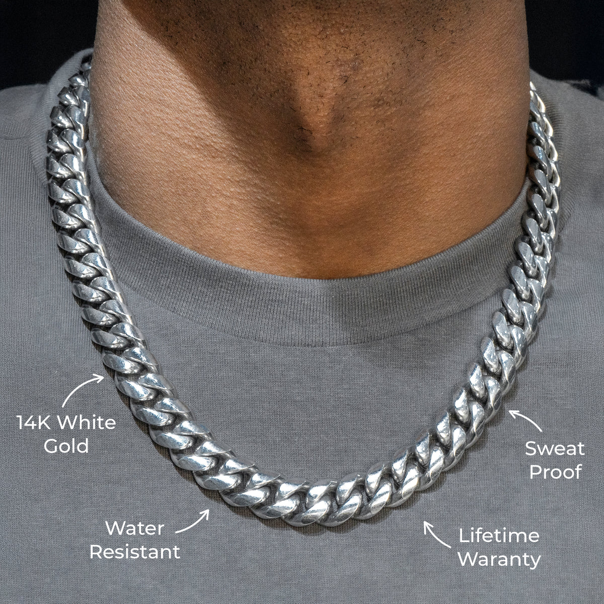 White Gold Miami Cuban Link Chain | Gold Urban