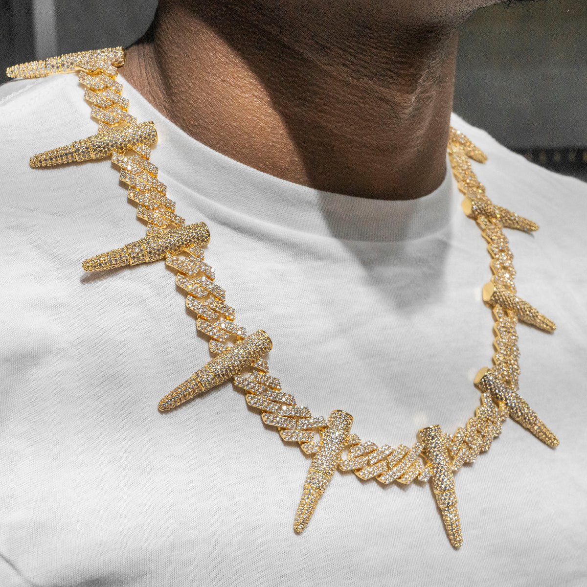 Mens Gold Iced Out Bullet Chain – goldurban.com
