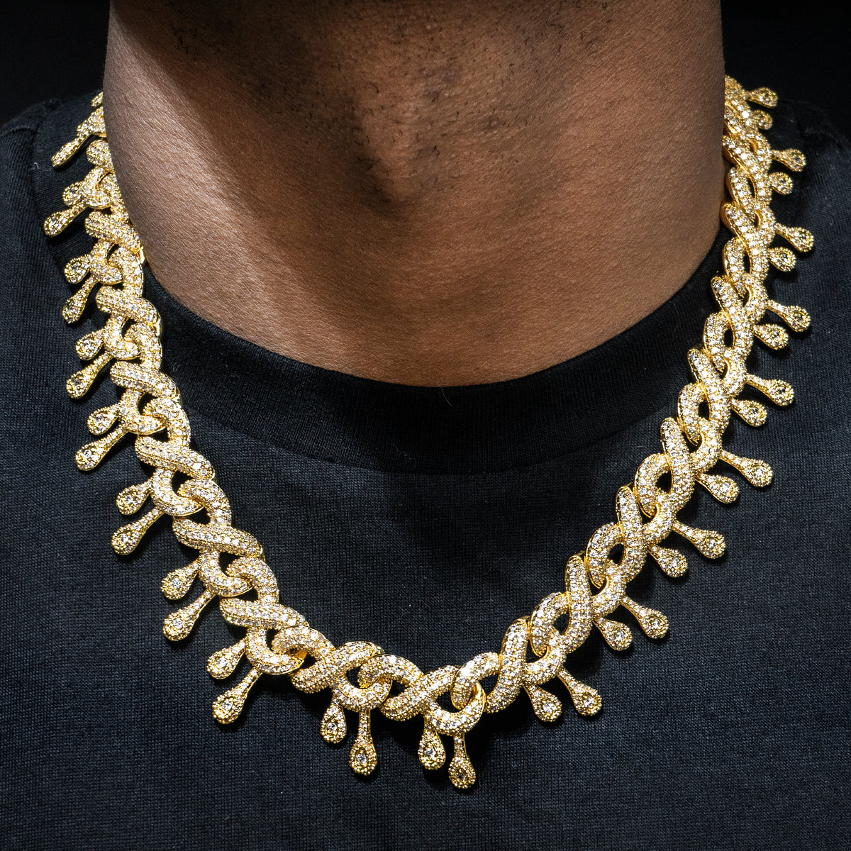 Mens Gold Iced Out Drip Chain