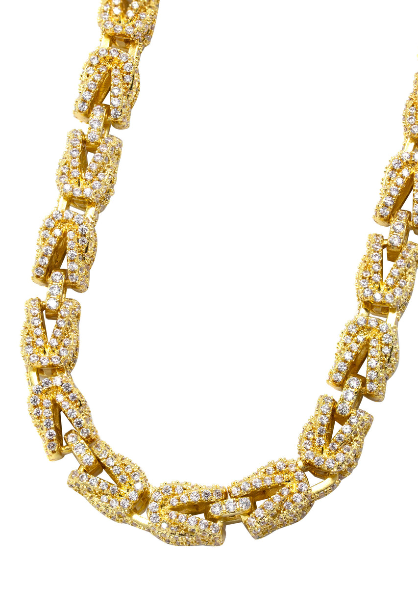 Mens Gold Iced Out Byzantine Chain – goldurban.com