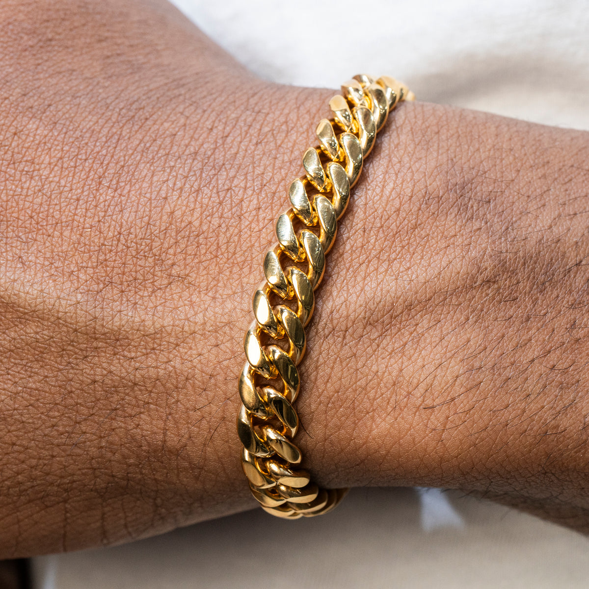Mens Gold Solid Miami Cuban Link Bracelet – goldurban.com